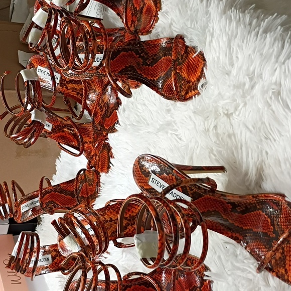 Steve Madden | Shoes | Steve Madden Exotica Orange Snake Stiletto ...